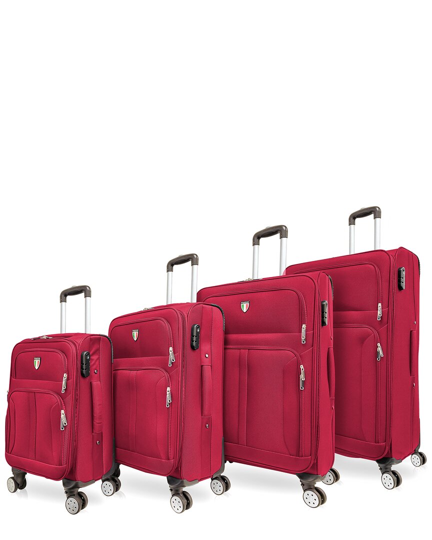 Tucci Salerno 4pc Expandable Luggage Set In Red | ModeSens