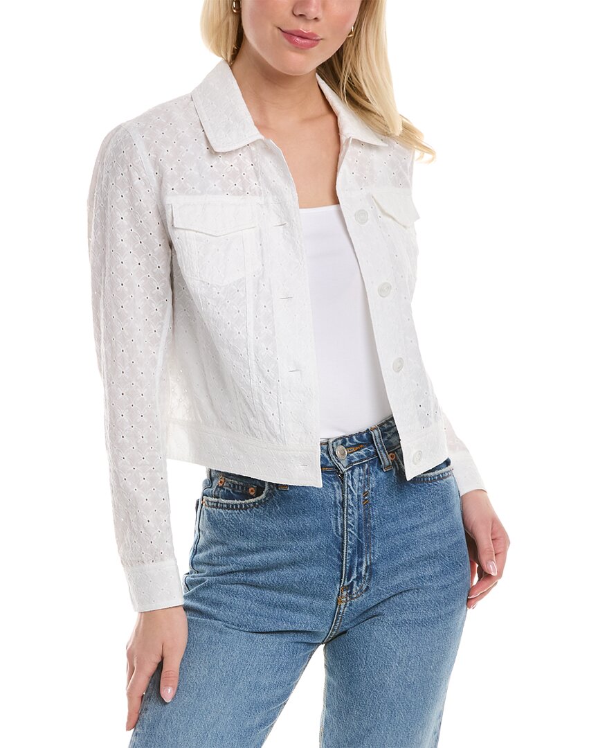 Jones New York Women's Eyelet Cotton Button-front Jacket In White ...