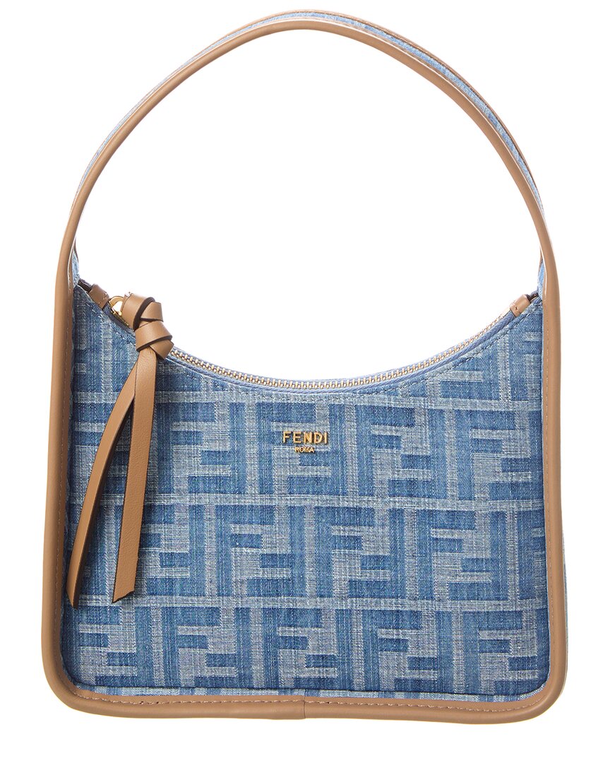 Fendi Fendessence Mini Denim Fabric Hobo Bag In Blue | ModeSens