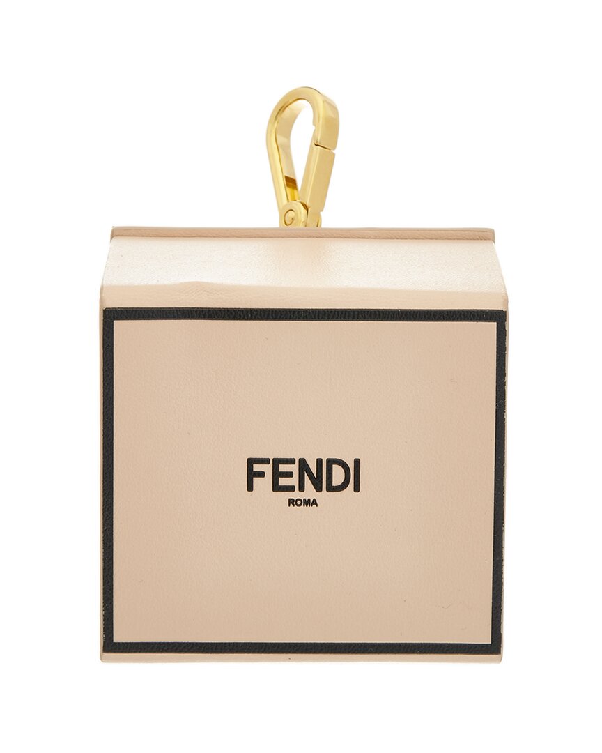 Fendi Box Leather Key Ring In Beige | ModeSens