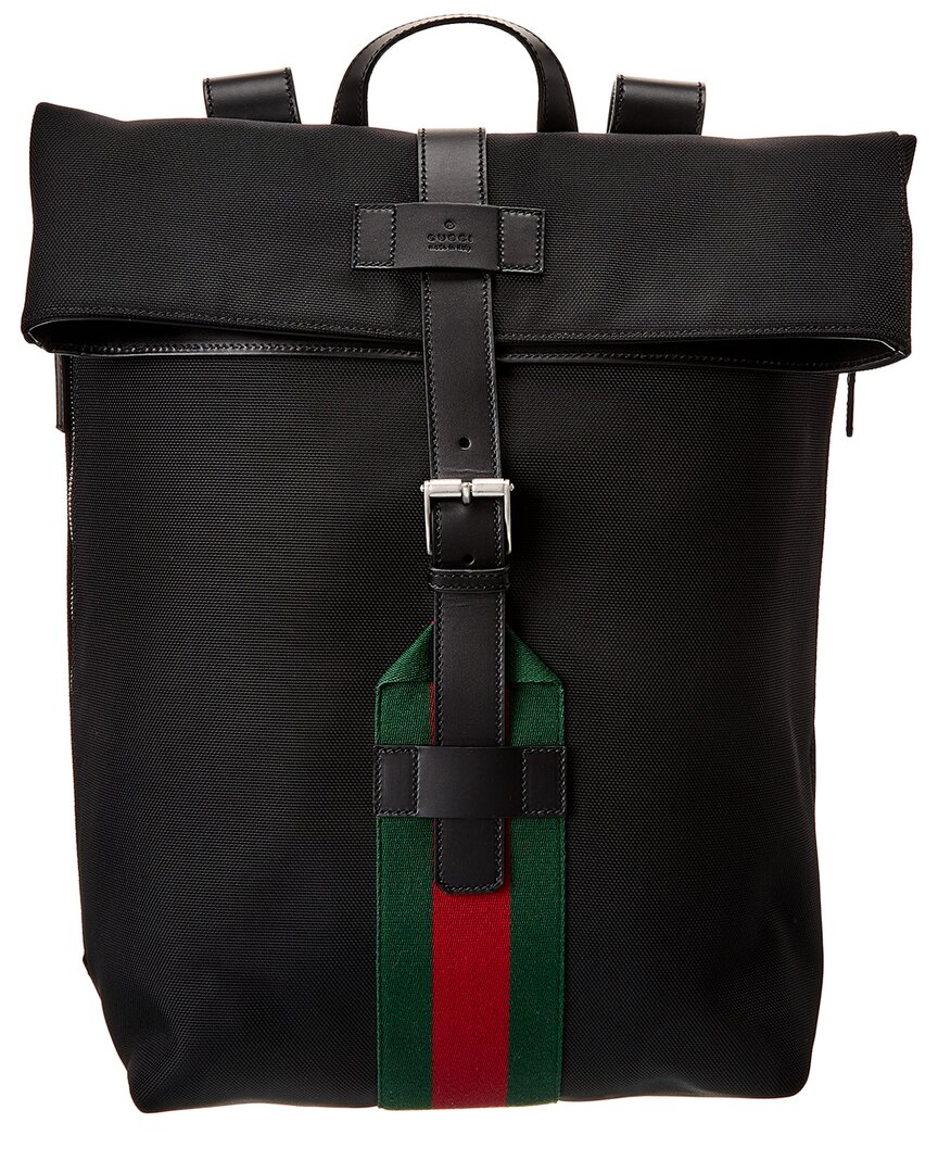 Gucci Web Canvas Backpack In Black | ModeSens