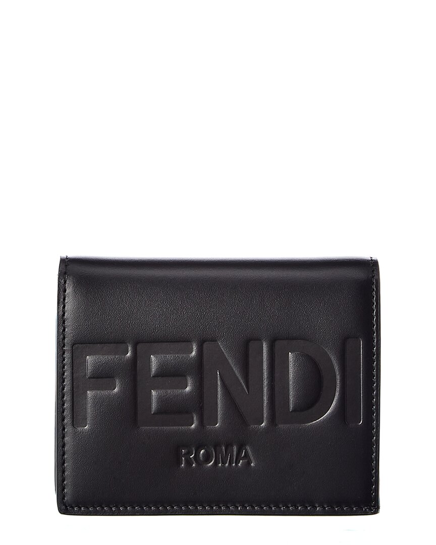 Fendi Logo Leather Coin Purse In Black | ModeSens