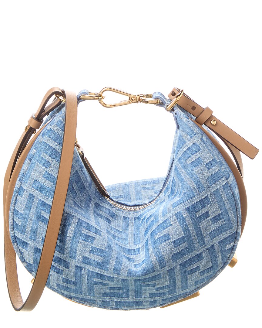 Fendi Graphy Mini Denim Fabric Hobo Bag | ModeSens