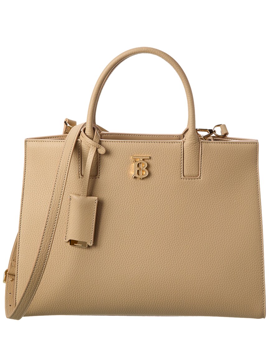 Burberry Small Leather Frances Tote Bag In Brown | ModeSens