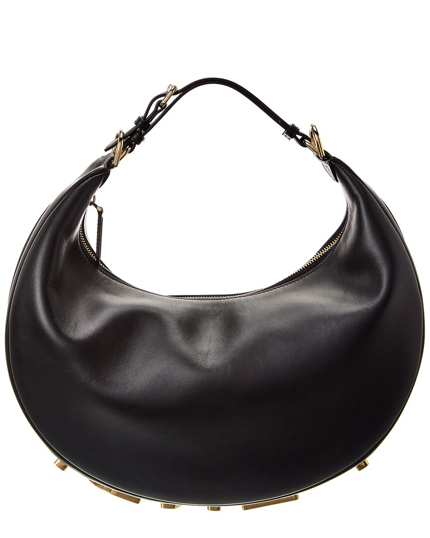 Fendi Graphy Medium Leather Hobo Bag In Black | ModeSens