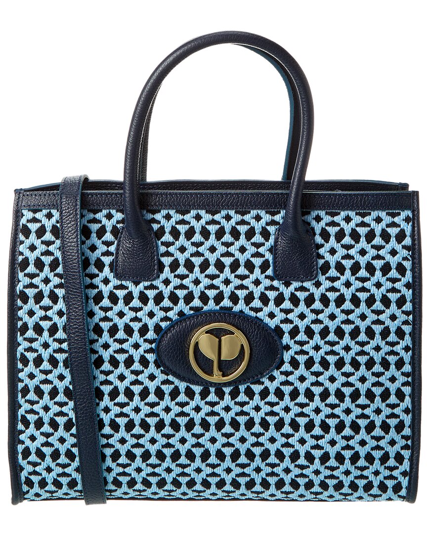 Persaman New York Amelie Raffia & Leather Tote In Blue | ModeSens