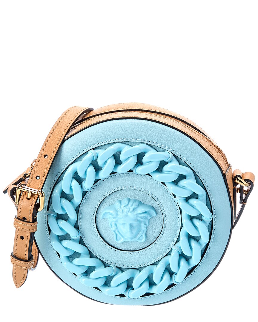 Versace La Medusa Leather Camera Bag In Blue | ModeSens