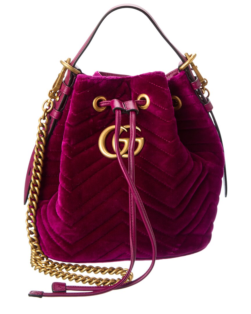 Gucci Gg Velvet & Leather Bucket Bag | ModeSens