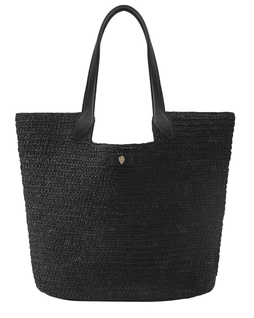 Helen Kaminski Raffia & Leather Bag In Black | ModeSens