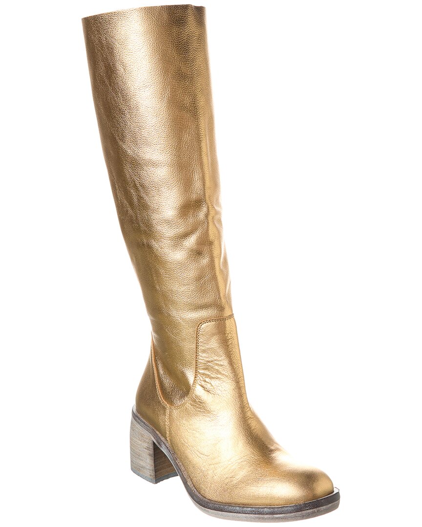 Free People Essential Tall Slouch Leather Boot In Gold | ModeSens