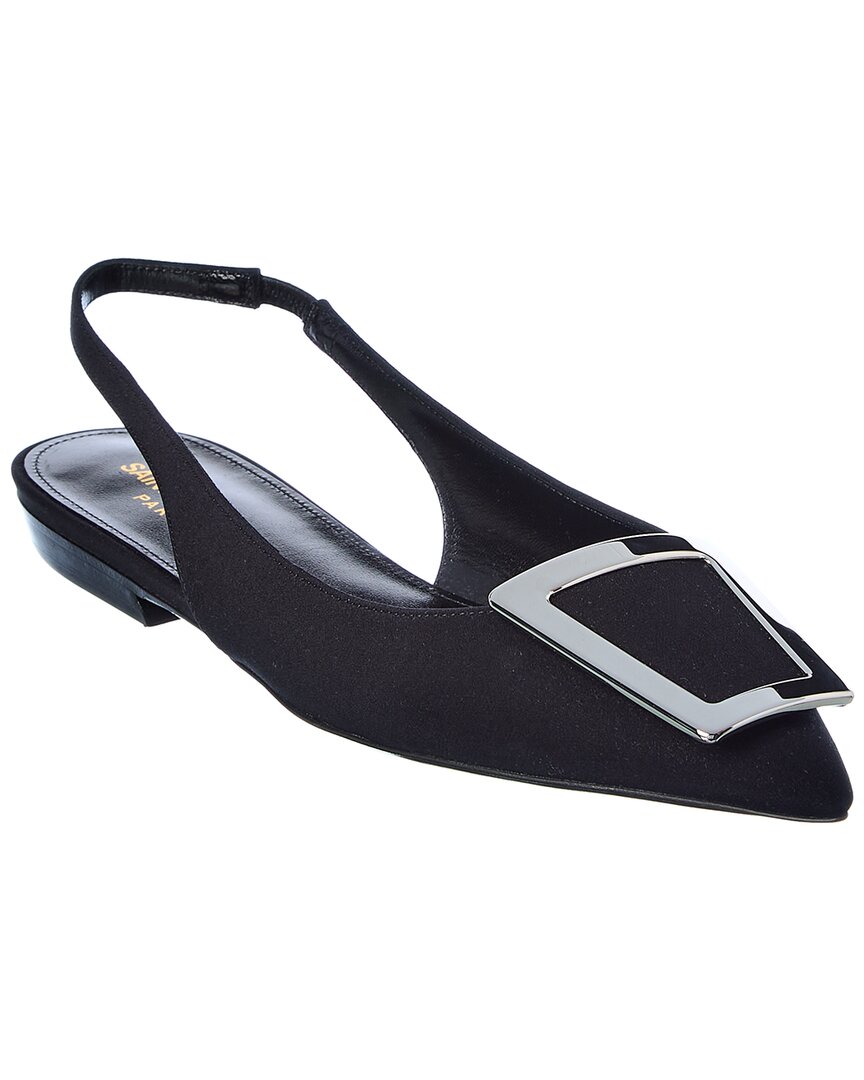 Saint Laurent Vivi Canvas Slingback Flat In Black | ModeSens