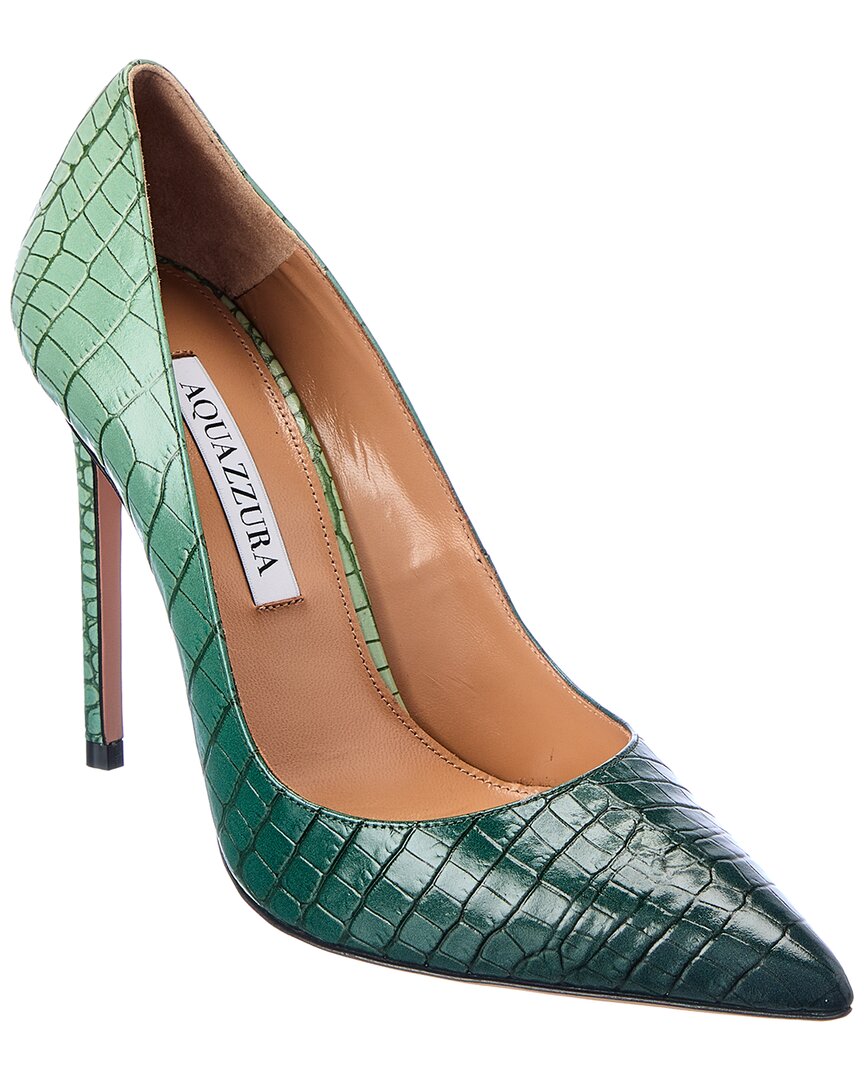 Aquazzura Purist 105 Croc-embossed Leather Pump In Green | ModeSens