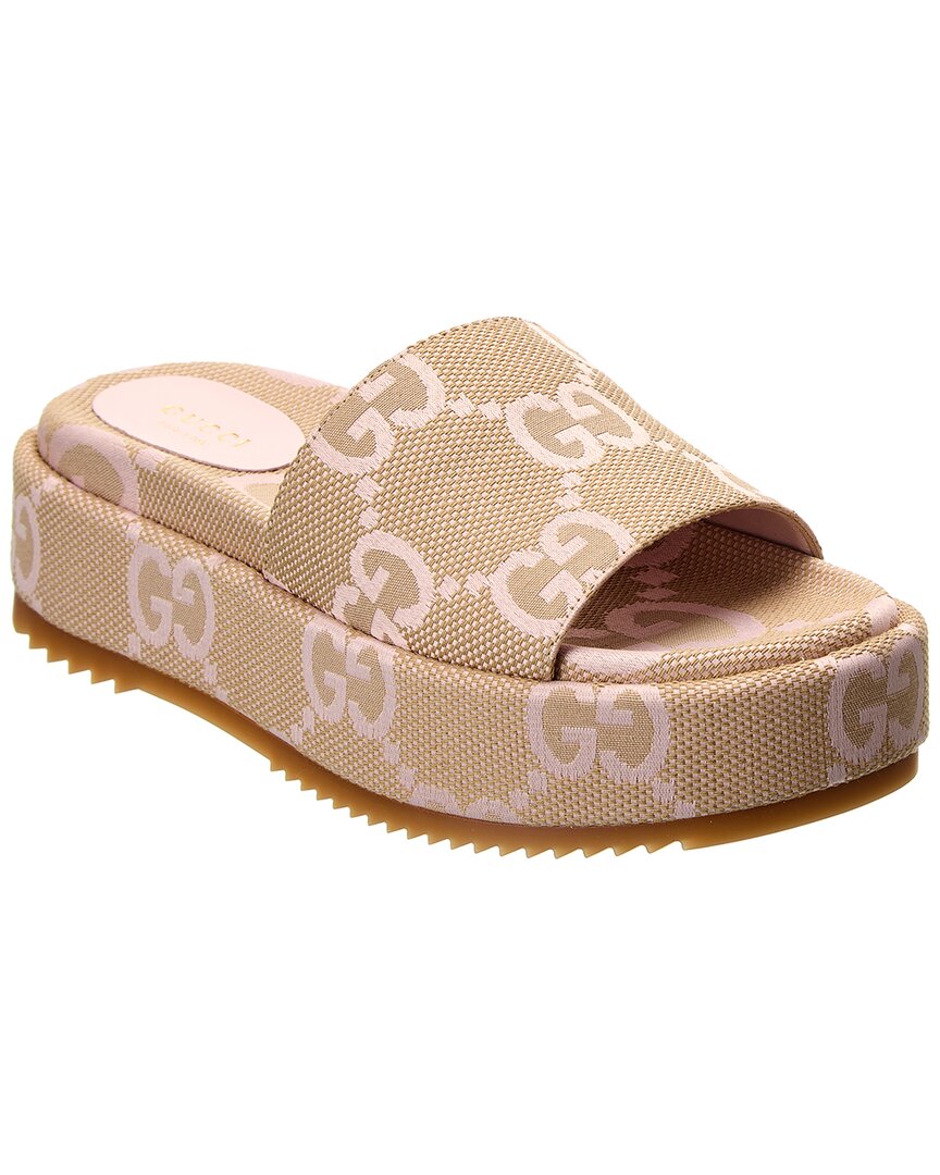 Gucci Jumbo Gg Canvas Platform Slide In Pink | ModeSens