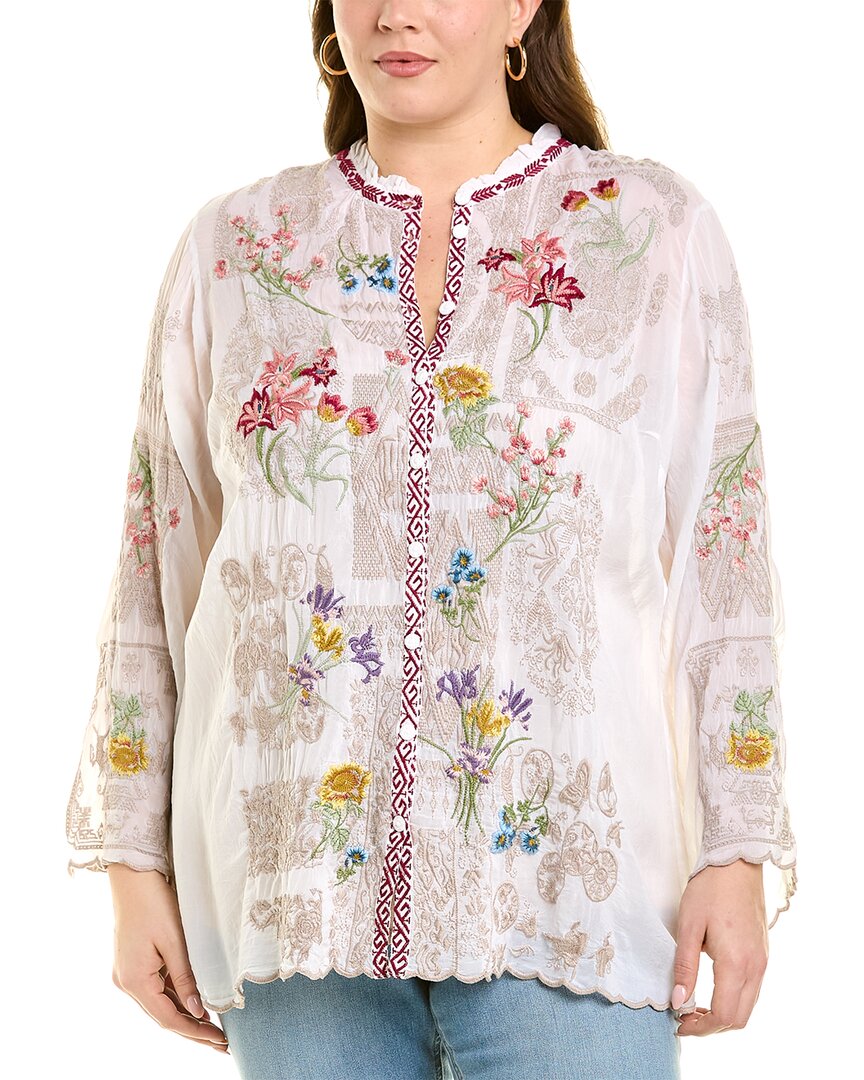 Johnny Was Plus Allbee Blouse In White | ModeSens