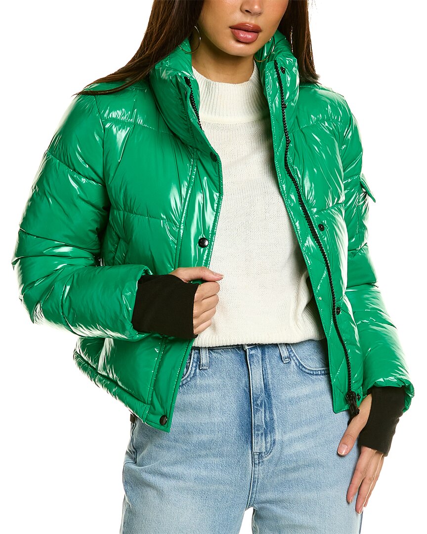 S13 Women's Icon High-shine Cropped Puffer Coat In Green | ModeSens