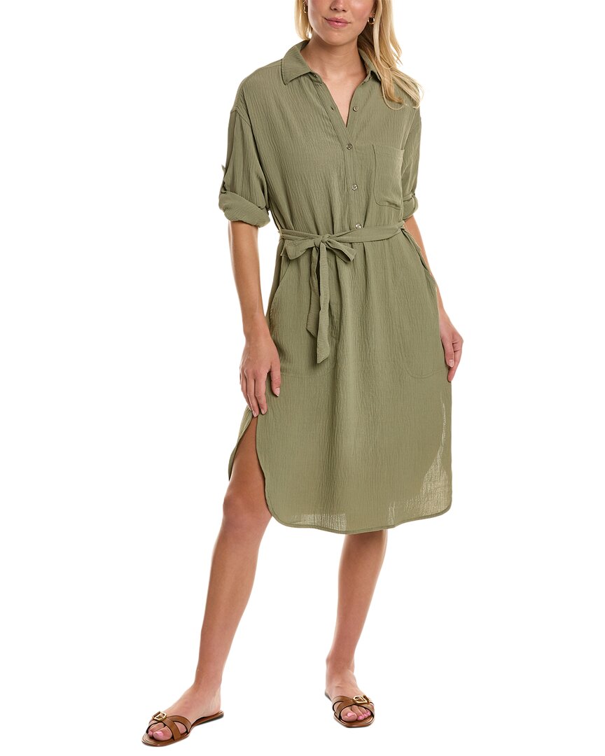 Max Studio Tie Waist Shirtdress In Green | ModeSens