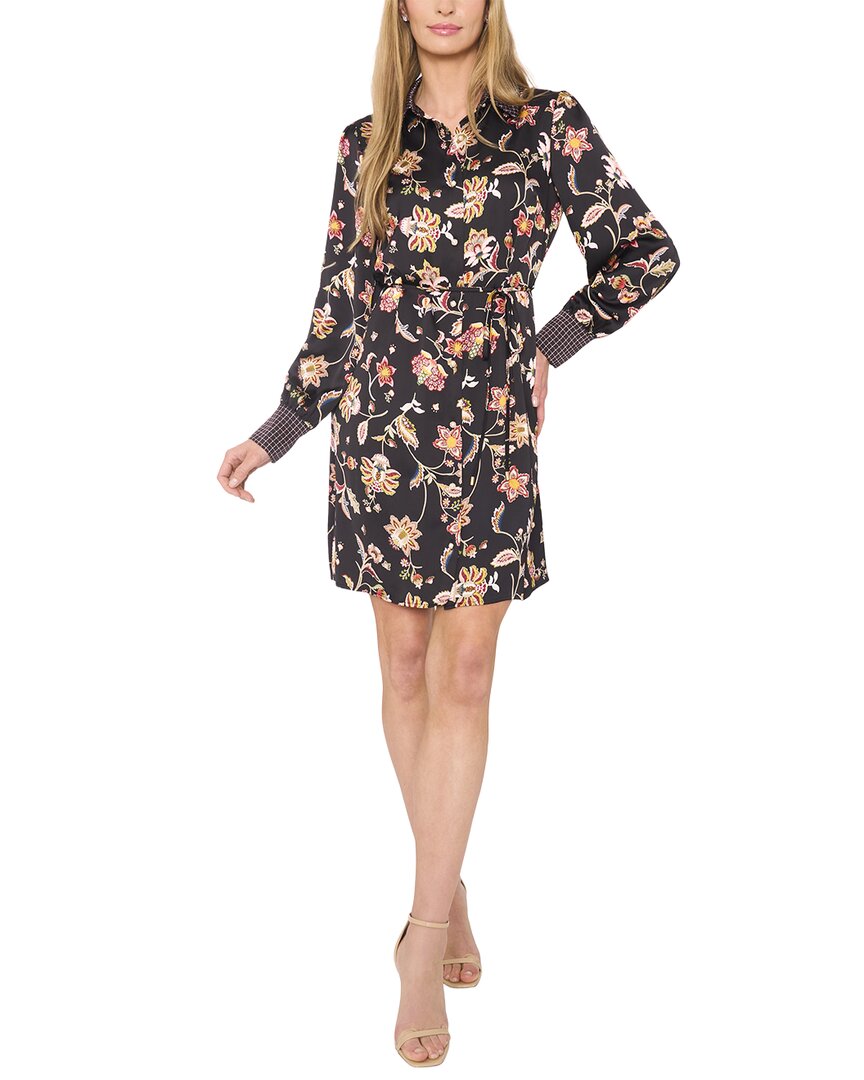 Cece Mixed Print Tie Waist Long Sleeve Shirtdress In Brown | ModeSens