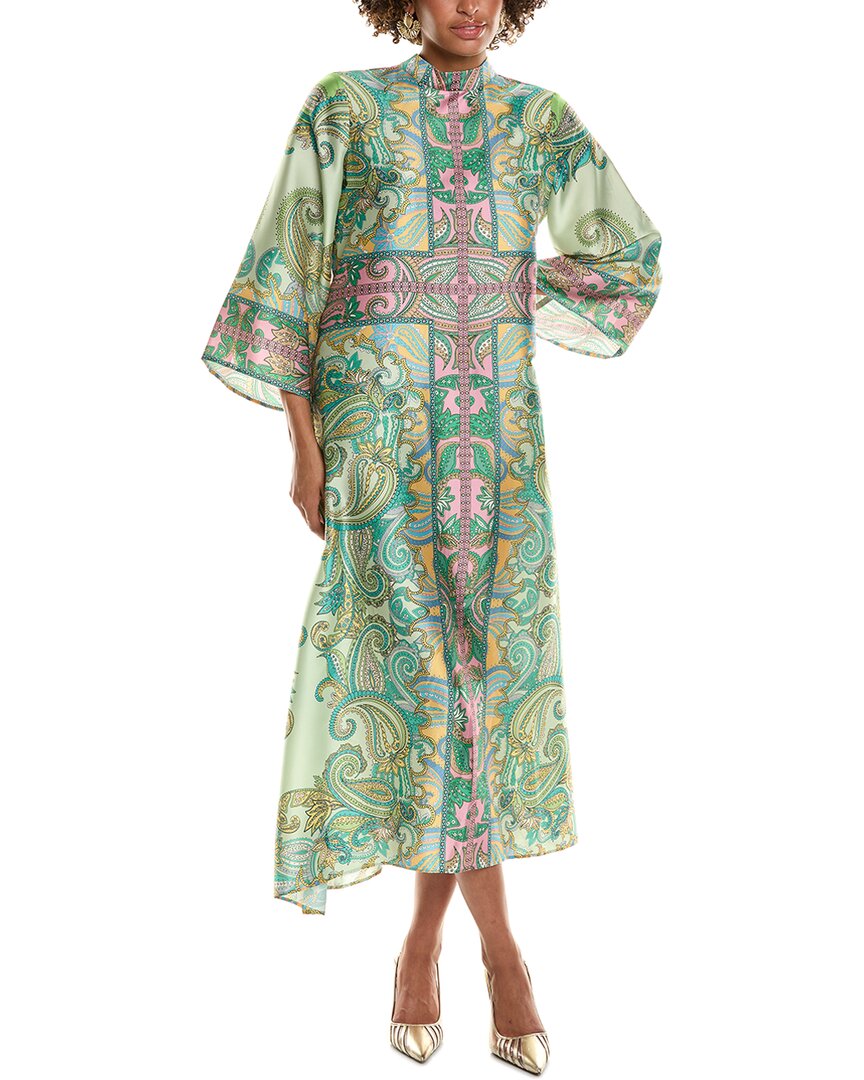 Teri Jon By Rickie Freeman Twill Mock Neck Paisley Maxi Dress In Green | ModeSens
