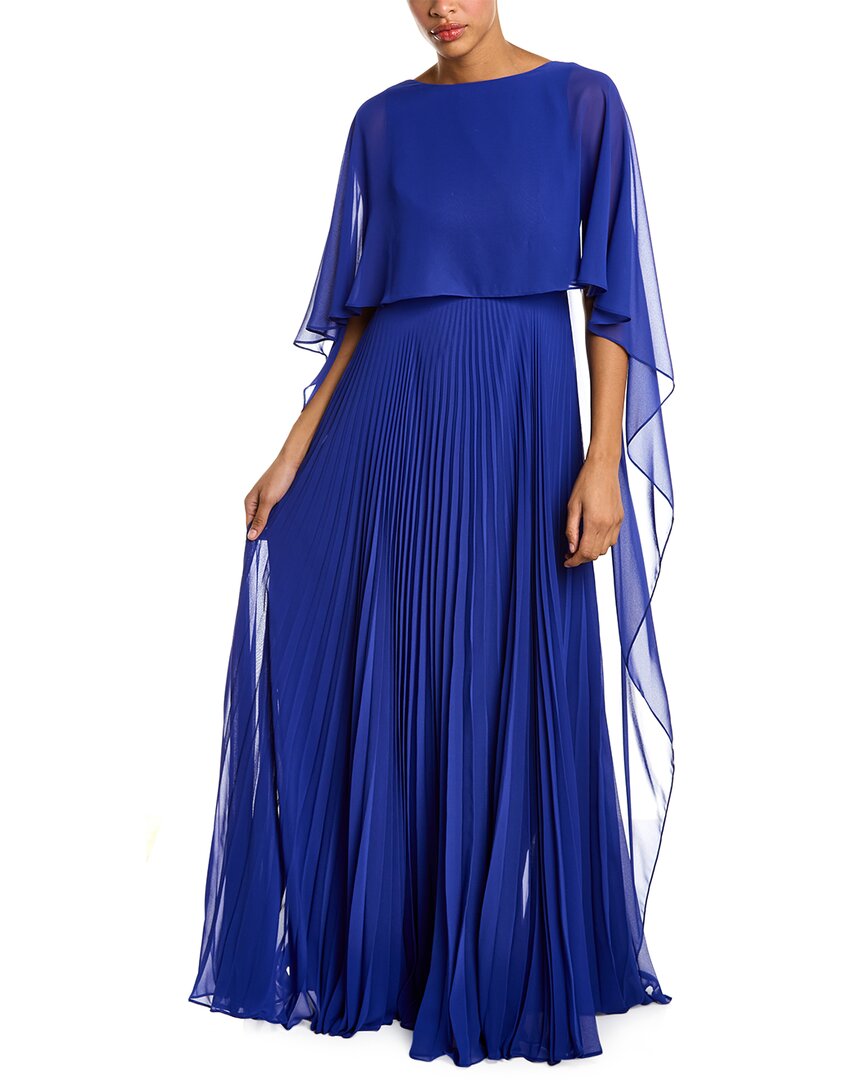 Teri Jon By Rickie Freeman Cascade Chiffon Gown In Blue | ModeSens