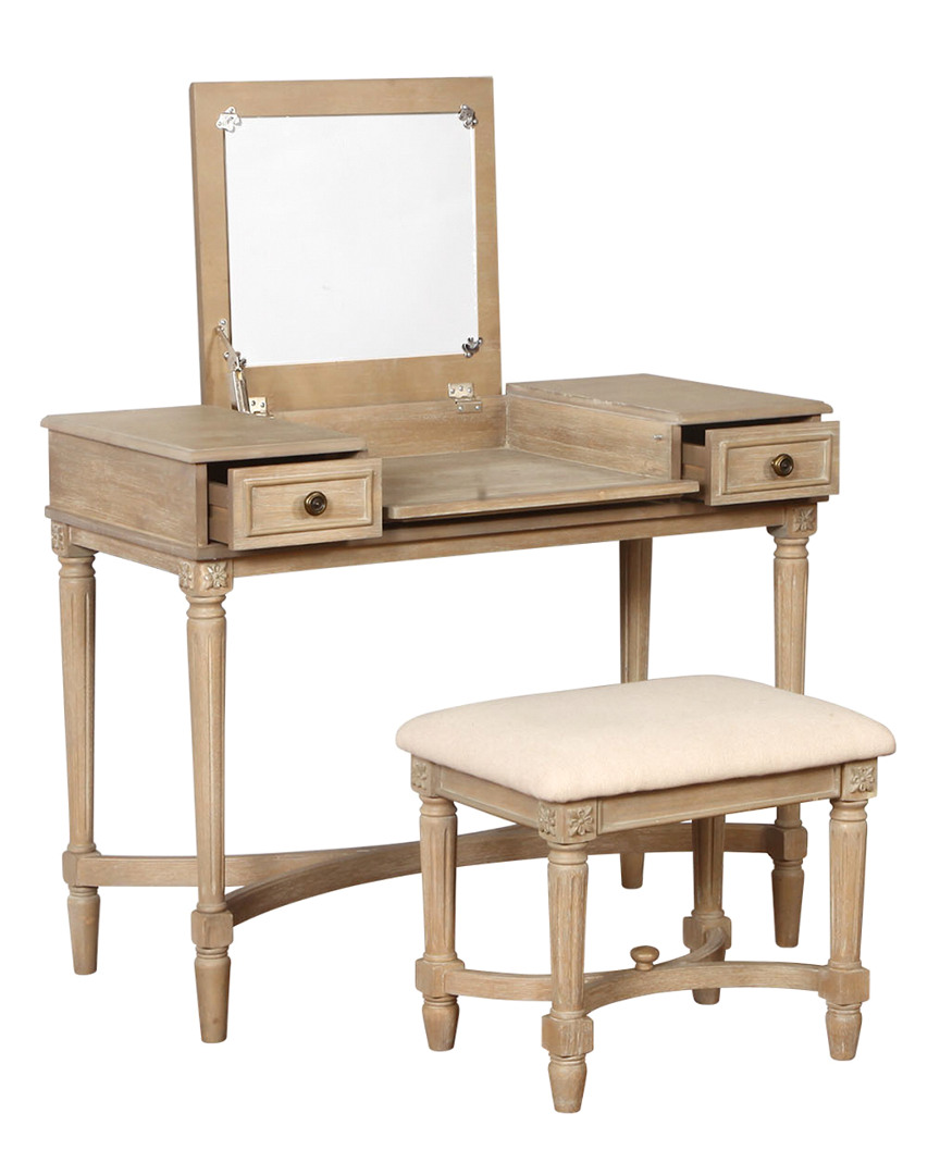Linon Furniture Linon Cyndi Gray Wash Vanity Set | ModeSens