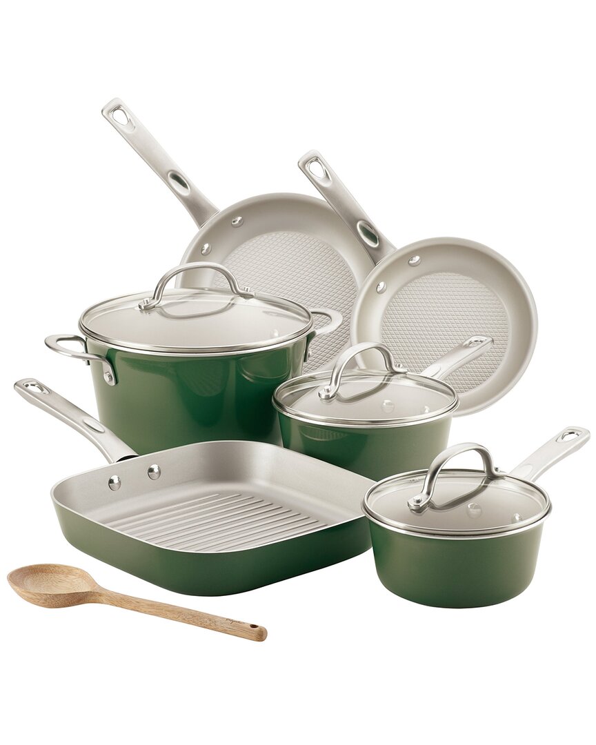 Ayesha Curry Home Collection Aluminum Nonstick Cookware Set In Green ...