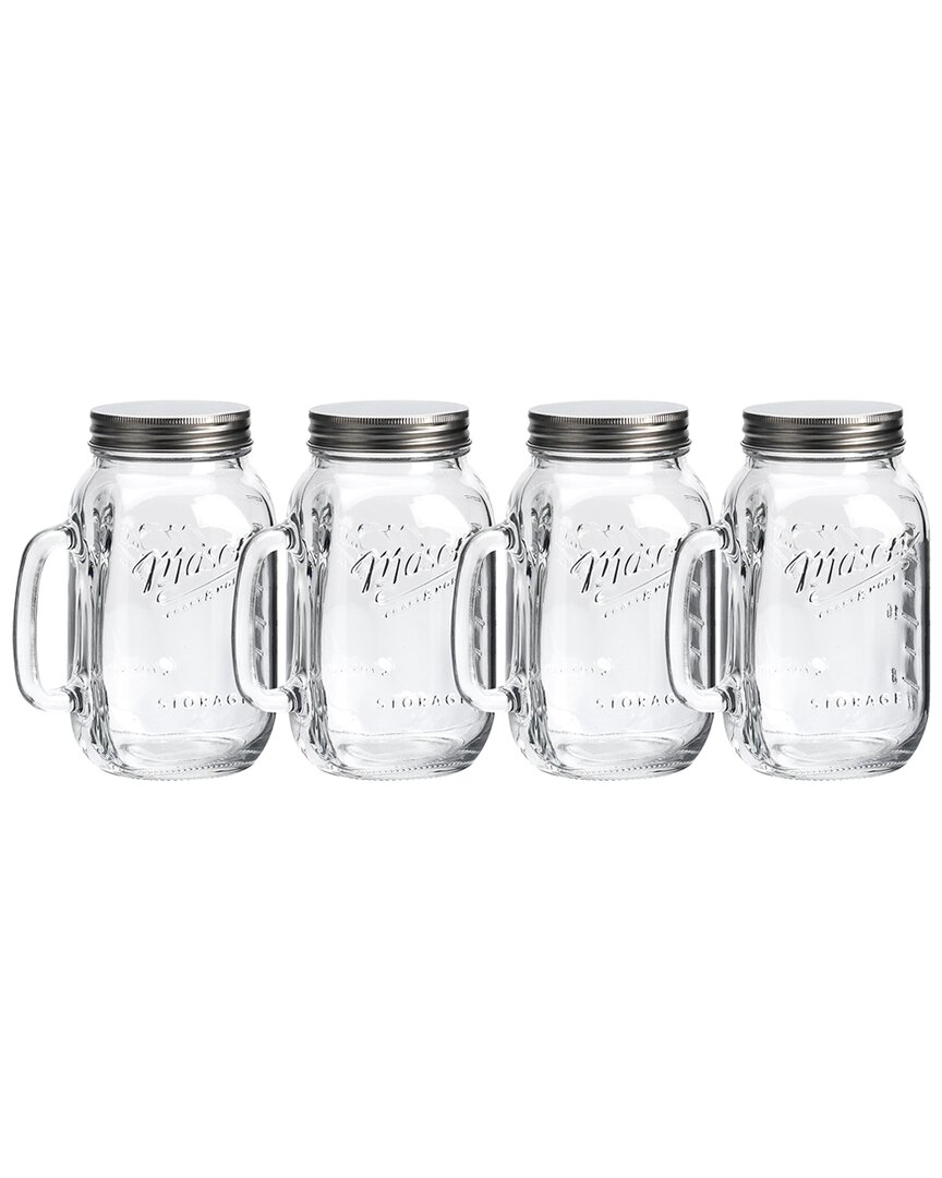 Mason Craft & More 4pc 32oz Glass Jar With Handle In Clear | ModeSens