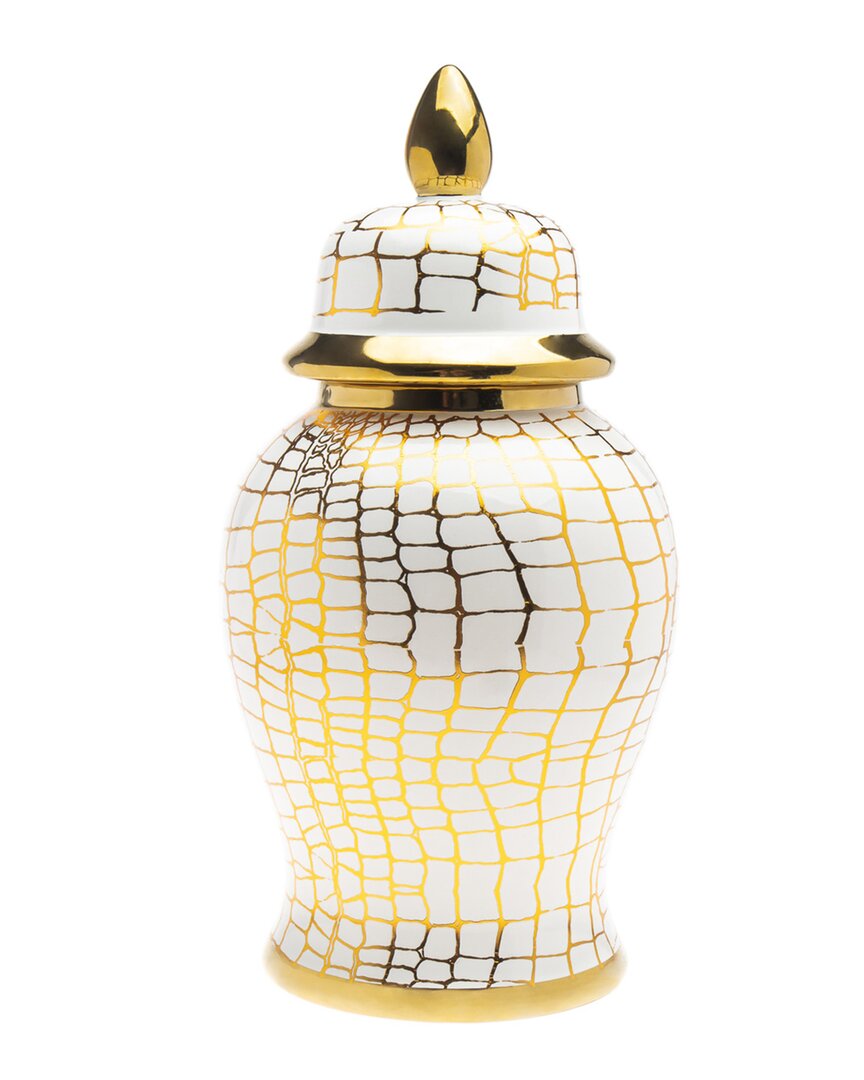 Godinger Gold Snake Print Large Ginger Jar In White | ModeSens