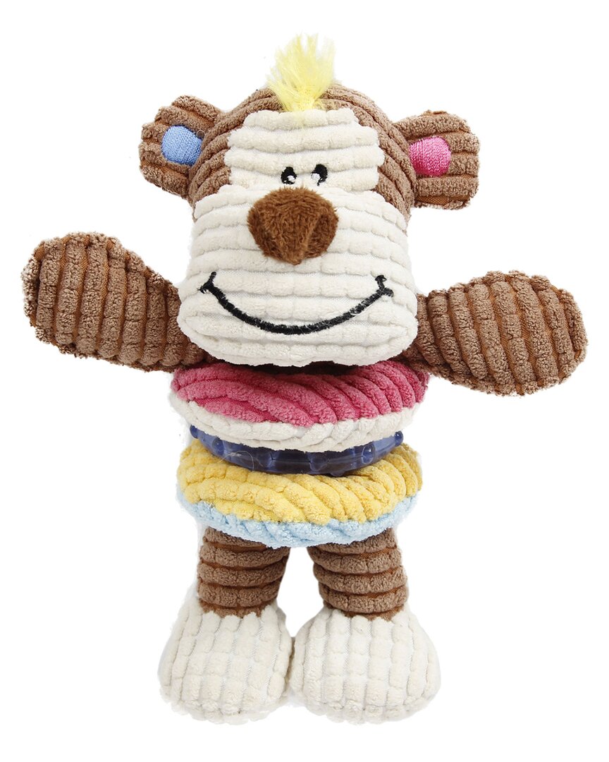 Pet Life Hugga Bear Plush Squeaking And Rubber Toy In Brown | ModeSens