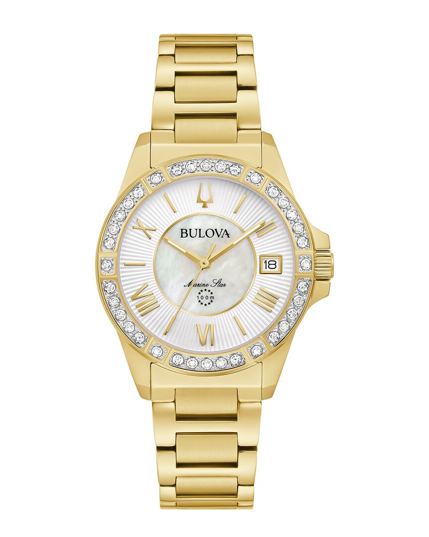 Bulova Women's Marine Star Diamond (1/10 Ct. T.w.) Gold-tone Stainless ...
