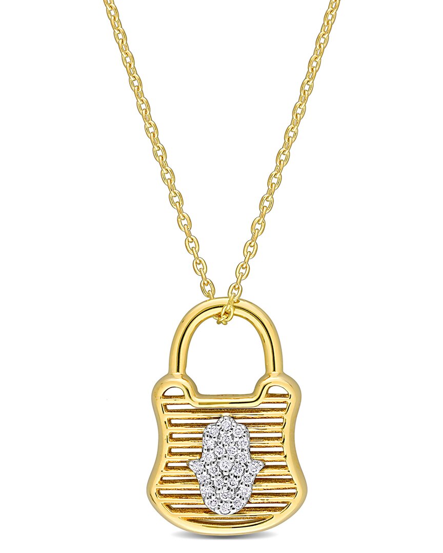 Rina Limor 14k Two-tone Diamond Lock Necklace | ModeSens