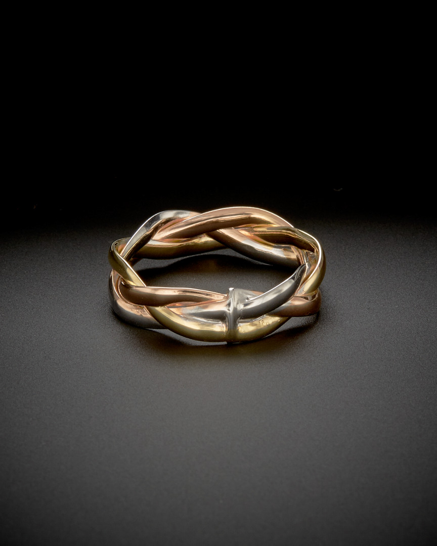 Italian Gold Tri-tone Braided Ring | ModeSens
